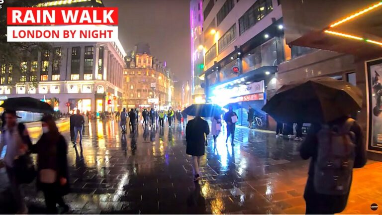 London Night Walk in the RAIN - West End from Leicester Square to SOHO ...